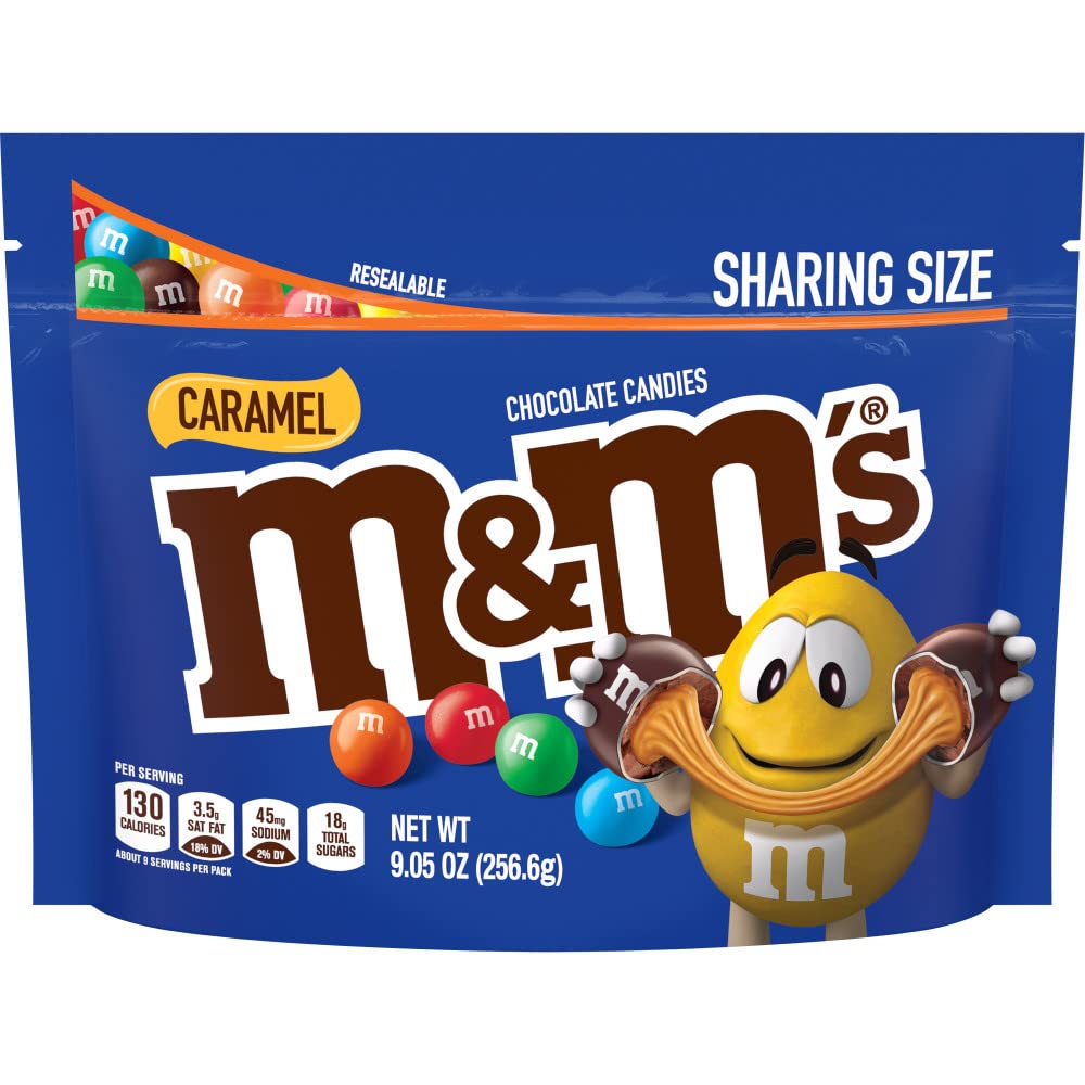 Amazon.com : M&M'S Caramel Milk Chocolate Candy, Sharing Size, 9.05 oz ...