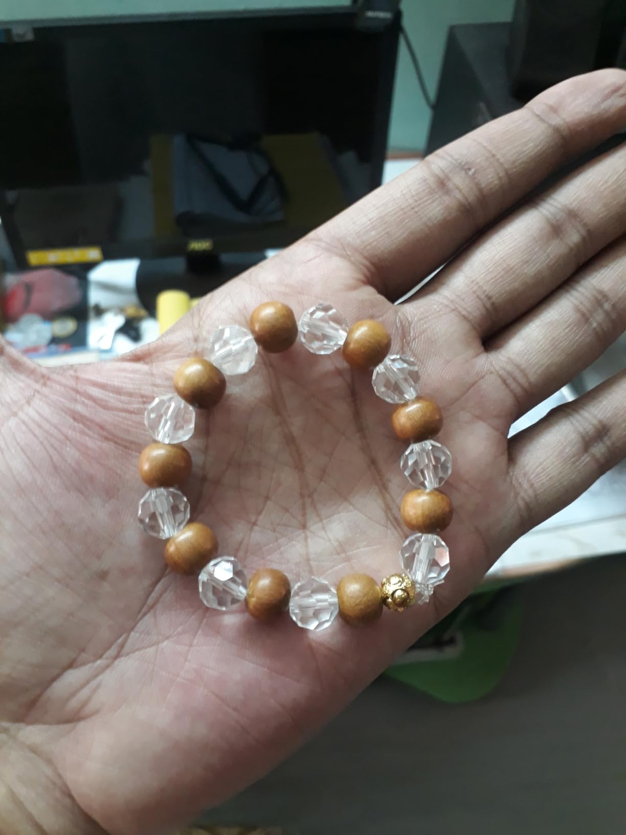 Buy Trishakti Natural Original Wood and Clear Crystal Diamond Cut ...