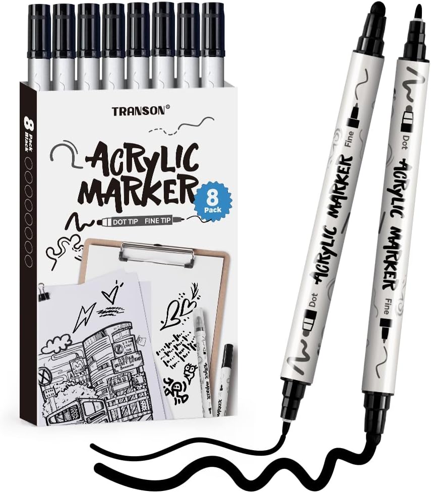 Amazon.com: FLYMAX Black Paint Pen, 6 Pack 0.7mm Acrylic Black ...