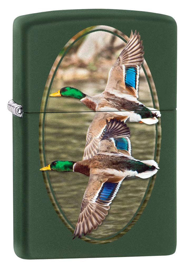Amazon.com: Zippo Lighter: Two Ducks Flying - Green Matte 80160 ...