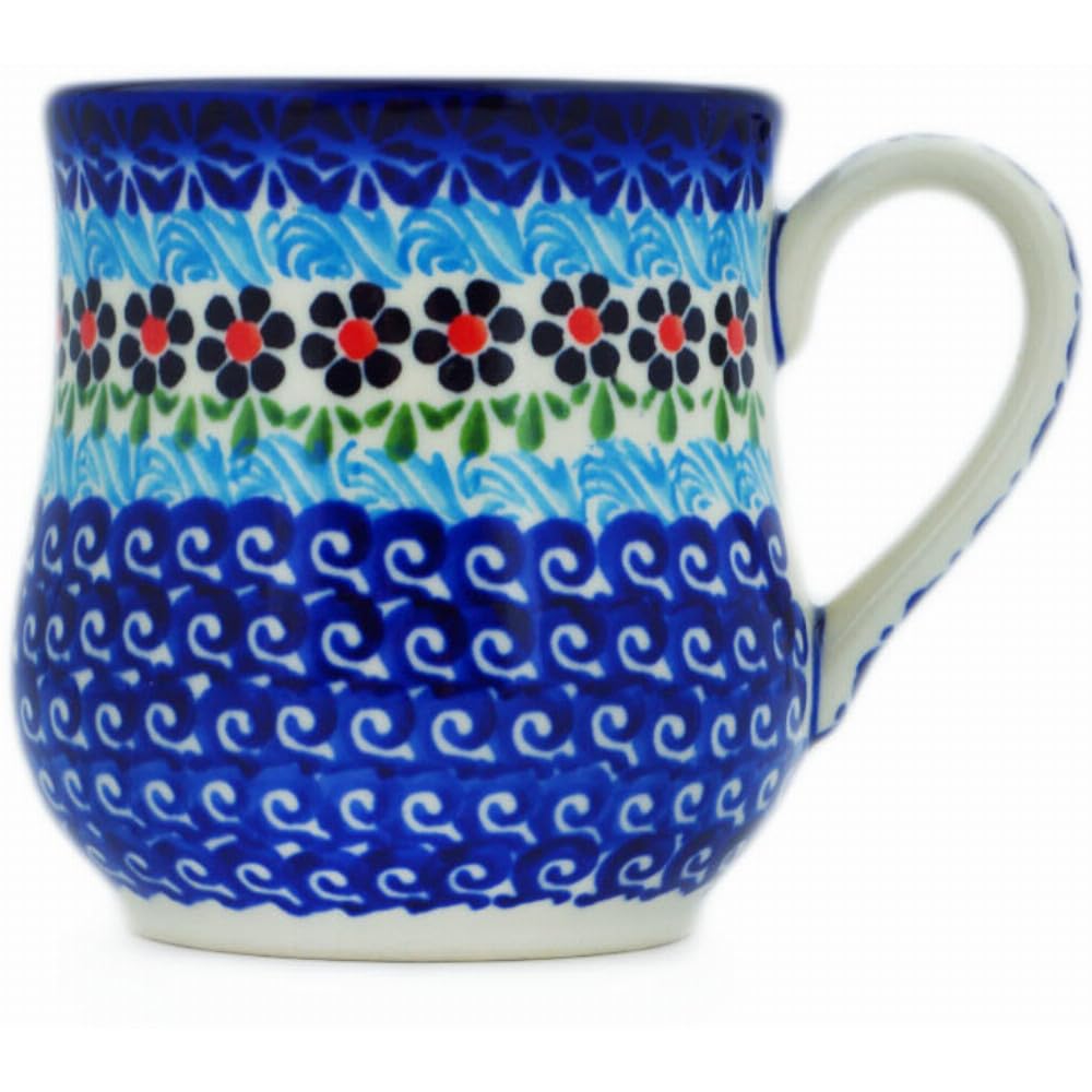Amazon.com: Authentic Polish Pottery Mug 13 oz in Cheerful Poppies ...