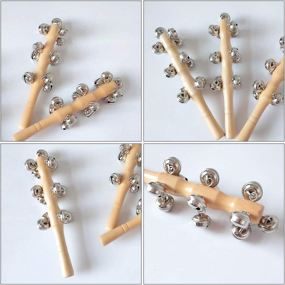TOYANDONA 10 Pack Jingle Bells Instrument, Wooden Baby Hand Bell ...