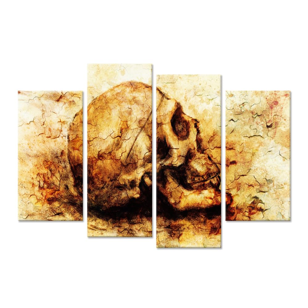 Amazon.com: iHAPPYWALL Vintage Yellow Skull Canvas Wall Art Print ...