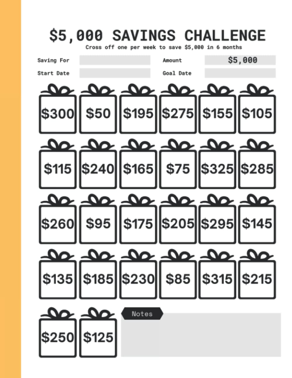 26 Week Money Challenge Tracker: $5,000 Savings Challenge In 6 Months ...