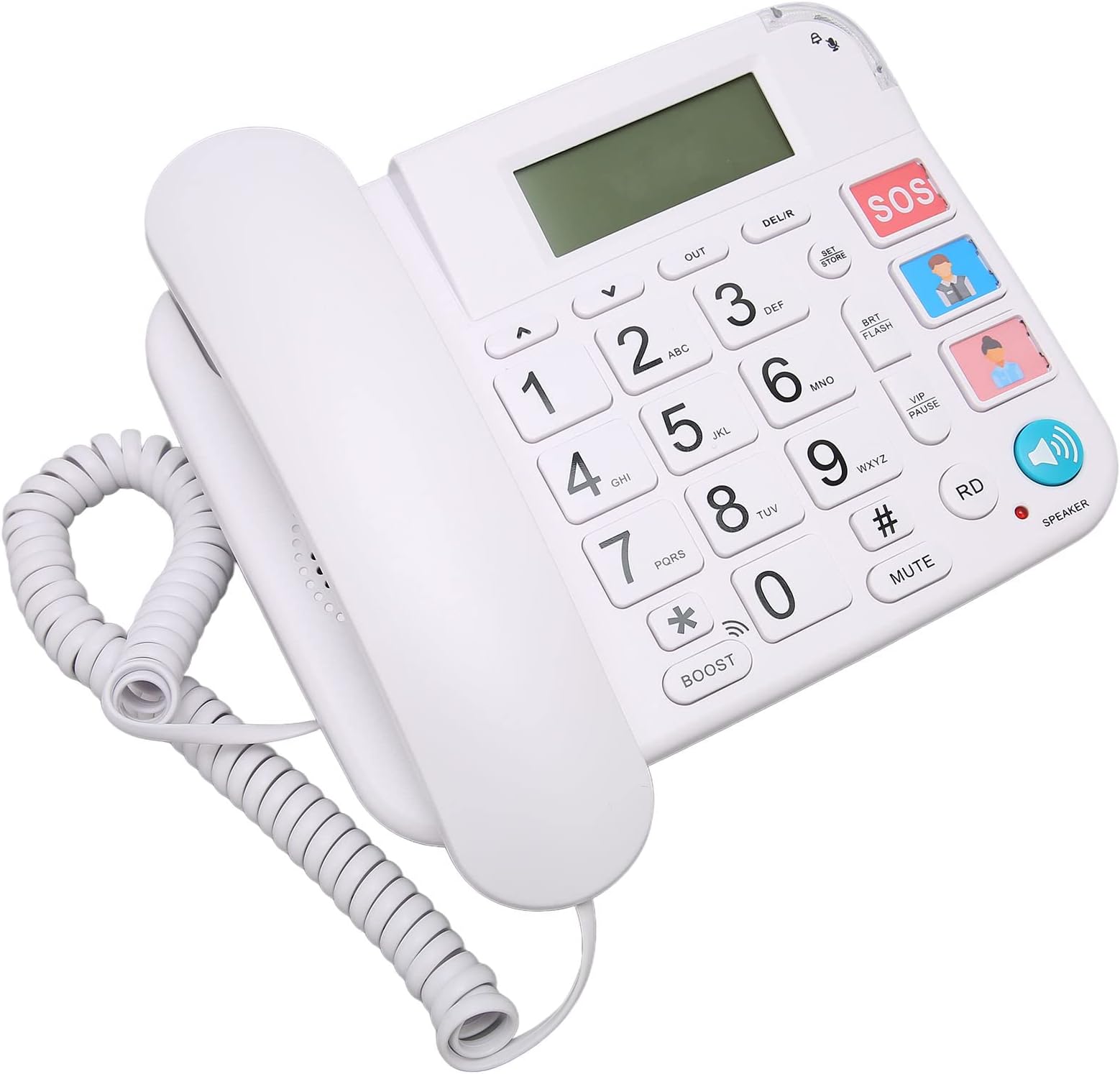 Teléfono con Cable Teléfono Fijo con Altavoz Grabador de Voz, Pantalla ...