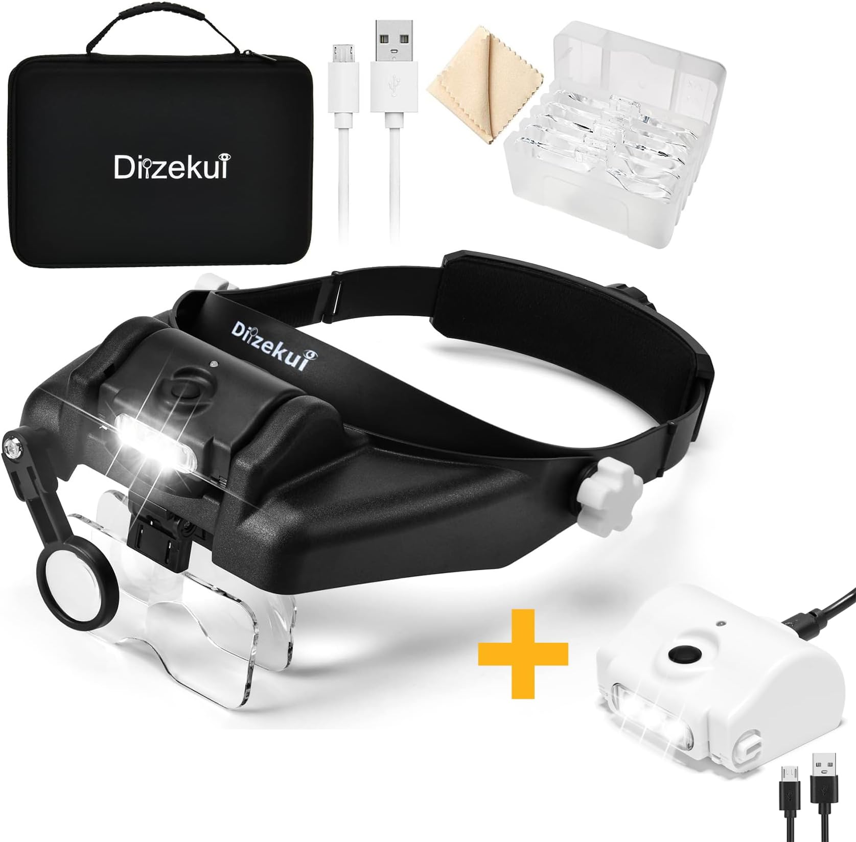 Amazon.com: Dilzekui Black 1X to 14X Headband Magnifying Glass with ...