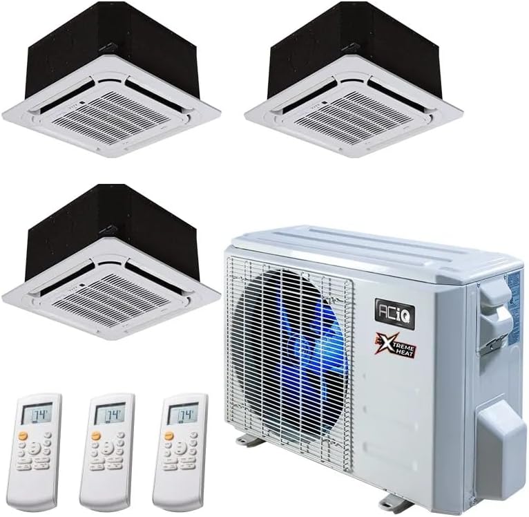 Amazon.com: 1HVAC 27,000 BTU 23 SEER2 ACiQ 3-Zone Ceiling Cassette Mini ...