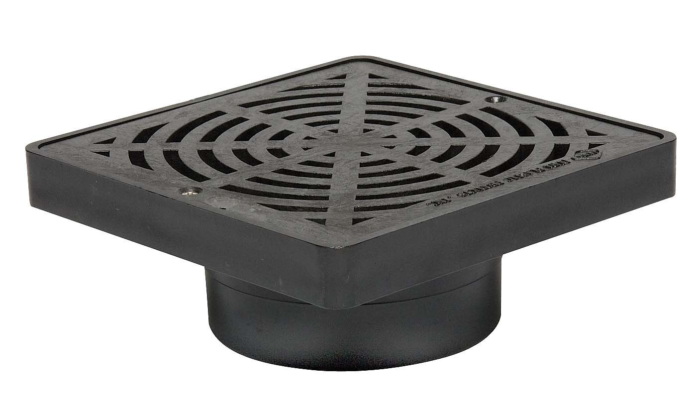 StormDrain 6" Square Bottom Outlet Drain Grate and Adapter Basin With ...