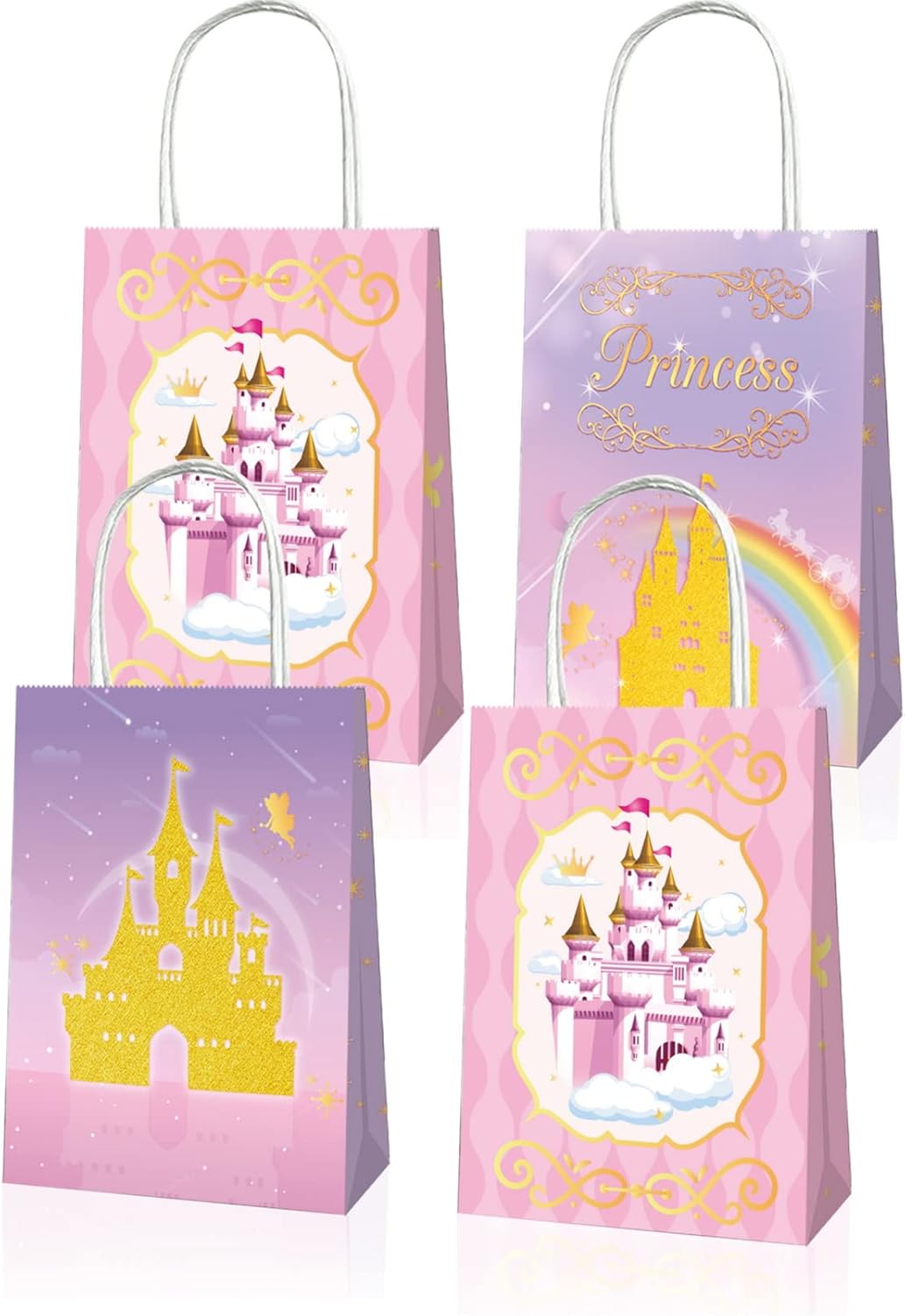 Amazon.com: 12 Pieces Princess Party Bags Pink Gift Bags Princess ...