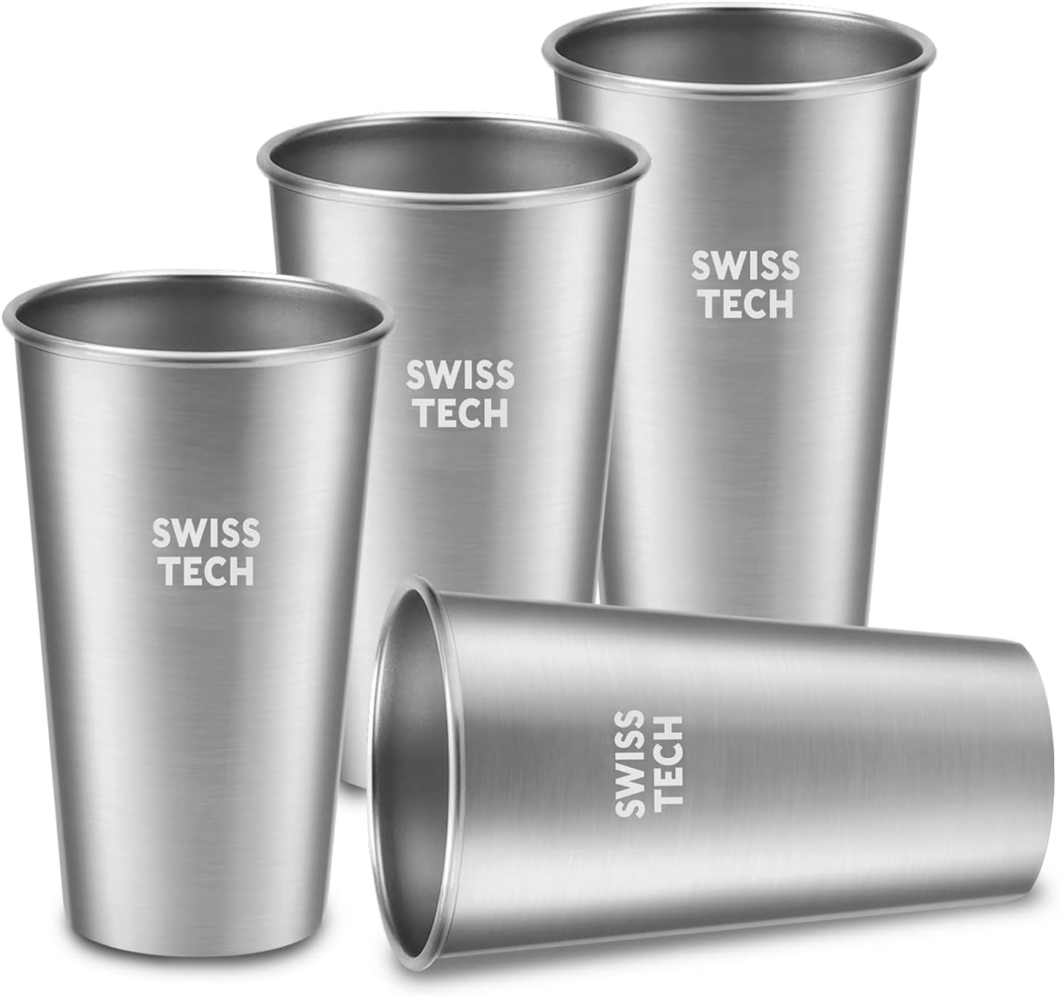 Amazon.com | Swiss+Tech 20 oz Stainless Steel Cups, 4 Pack Stackable ...