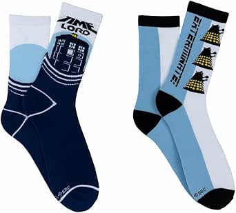 Amazon.com: Everything Legwear Doctor Who Crew Socks (2 Pair) - Time ...