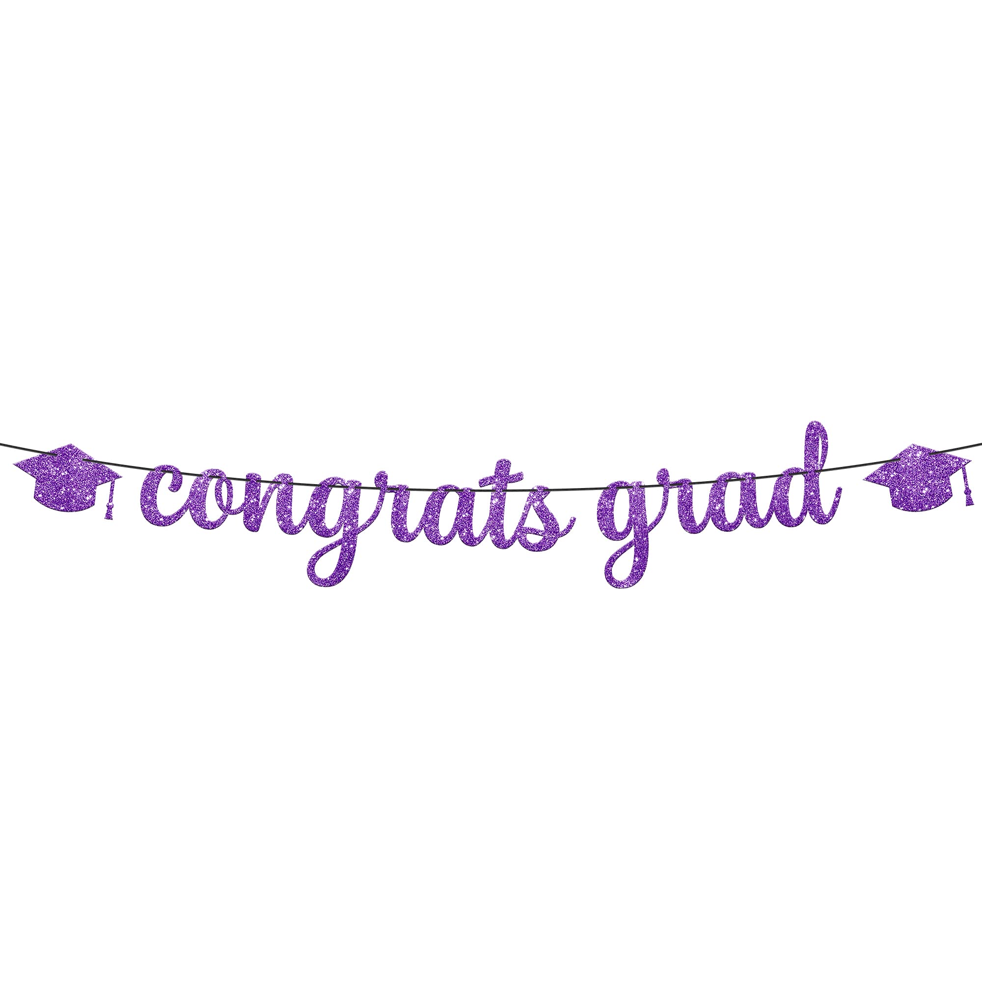 Buy Glitter, Congrats Grad Banner Purple - 10 Feet, No DIY | Graduation ...