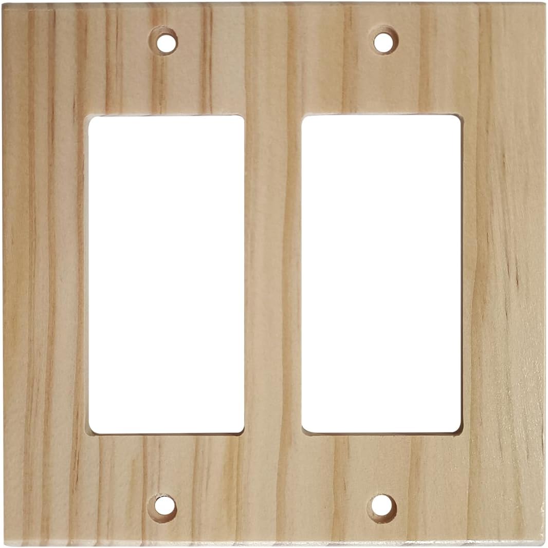 Rustic Wood Light Switch Cover Decorative Double Rocker Switch Plate ...
