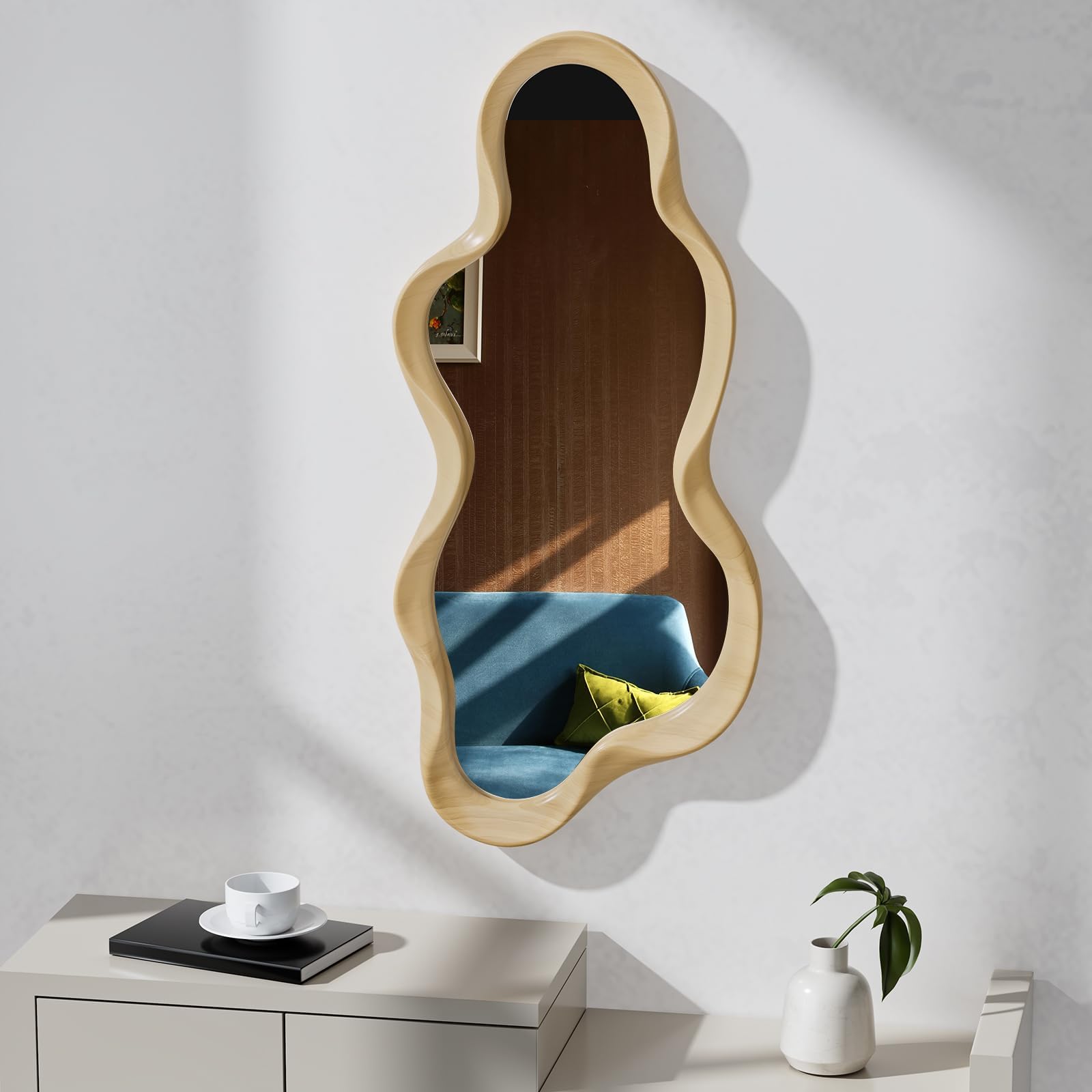 Amazon.com: Navaris Irregular Wall Mirror - 23.6 x 9.6 in - Wooden ...