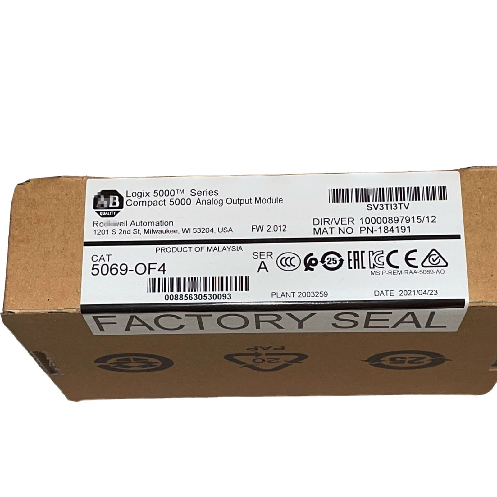 5069-OF4 Compact 5000 Analog Output Module 5069-OF4 PLC Module Sealed ...