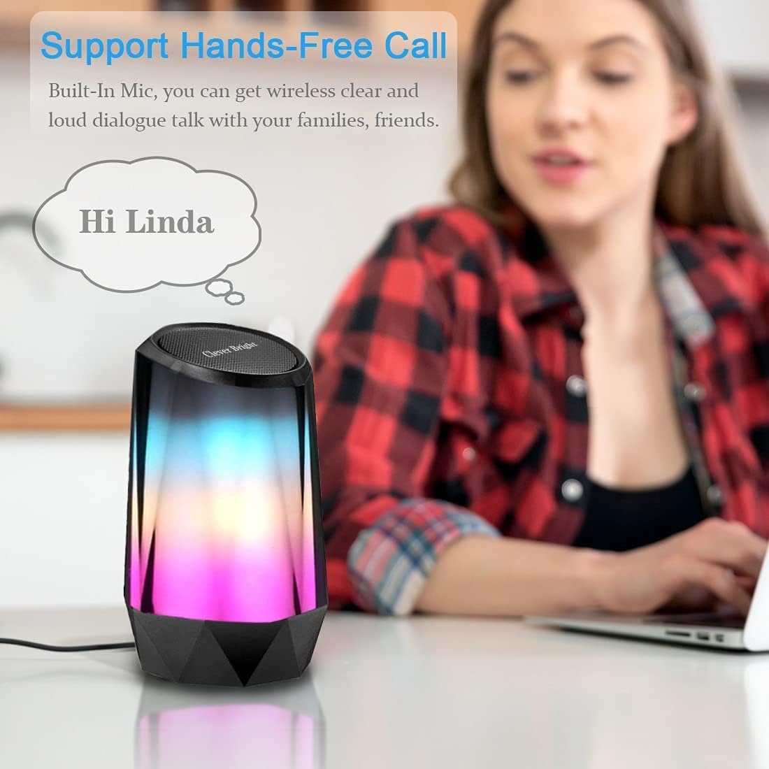 CLEVER BRIGHT Altavoces Bluetooth inalámbricos portátiles 8 luces LED ...