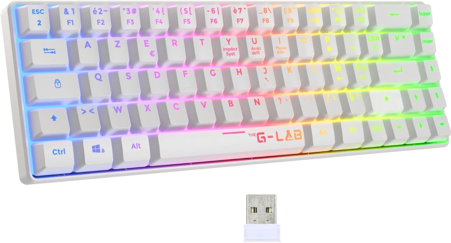 The G-Lab - Keyz Hydrogen WL- Clavier Gamer sans Fil, Clavier 60% Semi ...