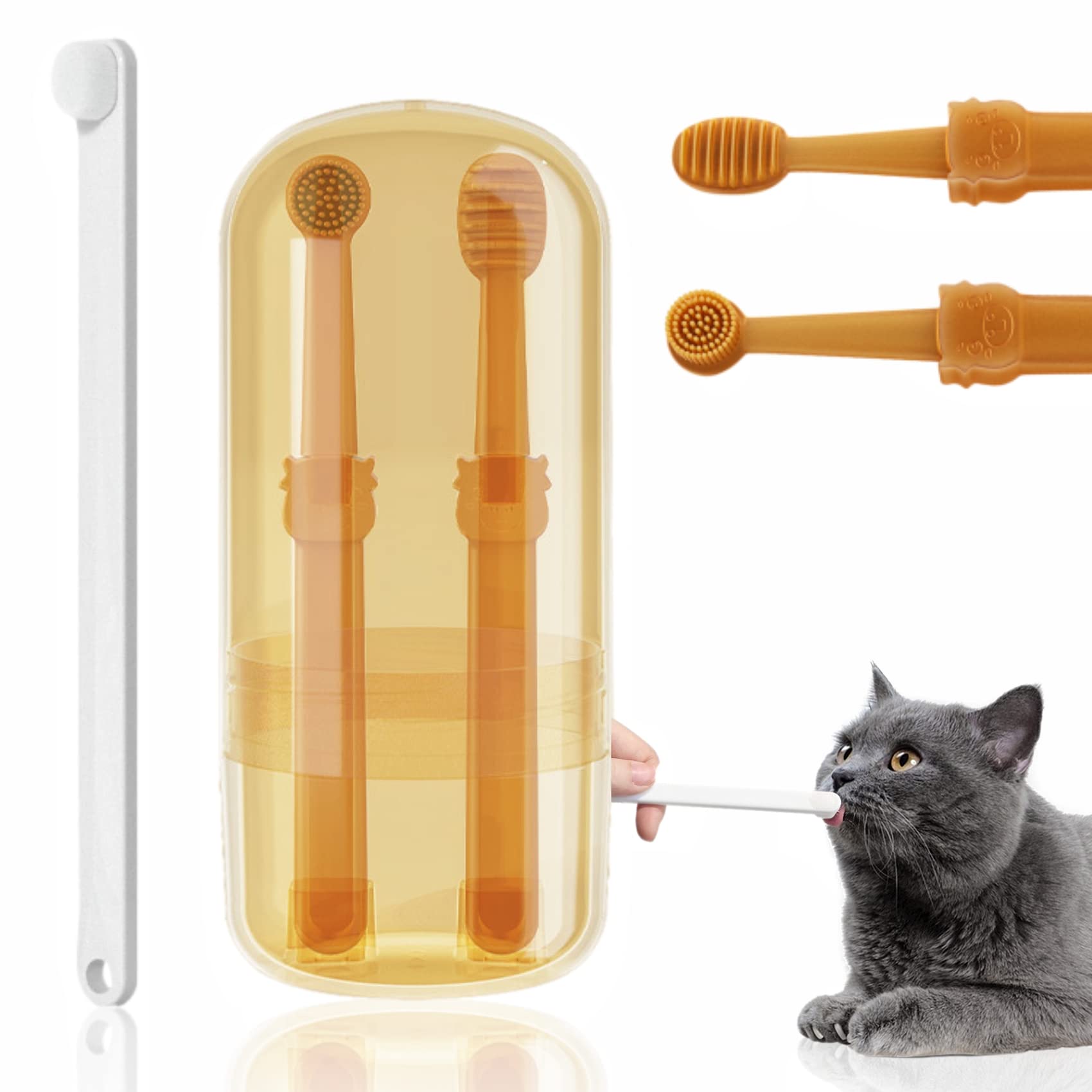 Tsxurepaw Cat Toothbrush, Puppy Tooth Brushing Kit Pet Soft-bristled ...