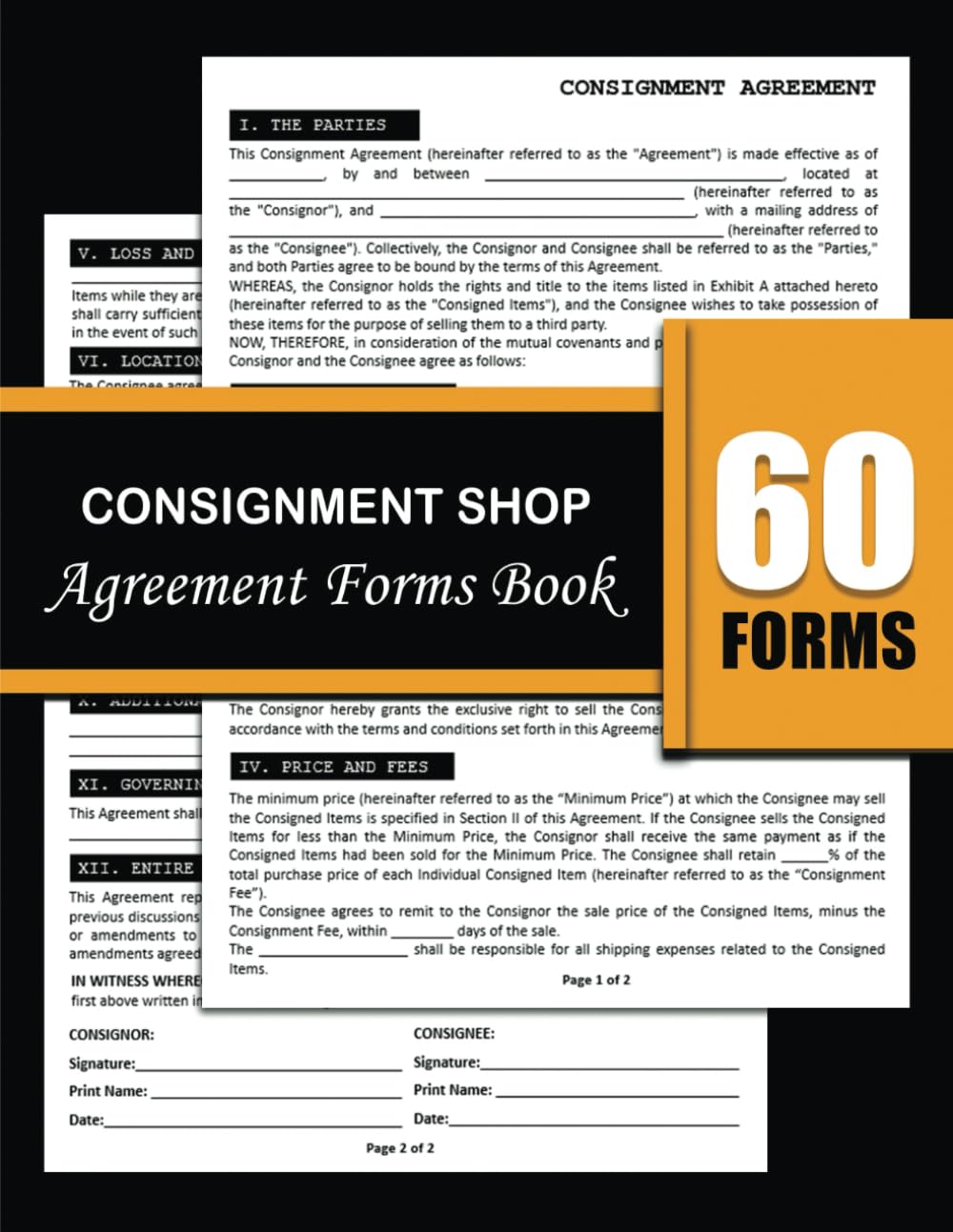 Consignment Shop Agreement Forms Book: Standard Consignor-Consignee ...