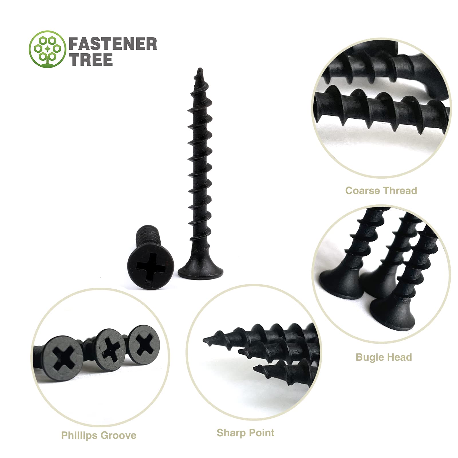 Snapklik.com : FASTENER TREE Drywall Screws #8x1-1/2 Coarse Thread ...