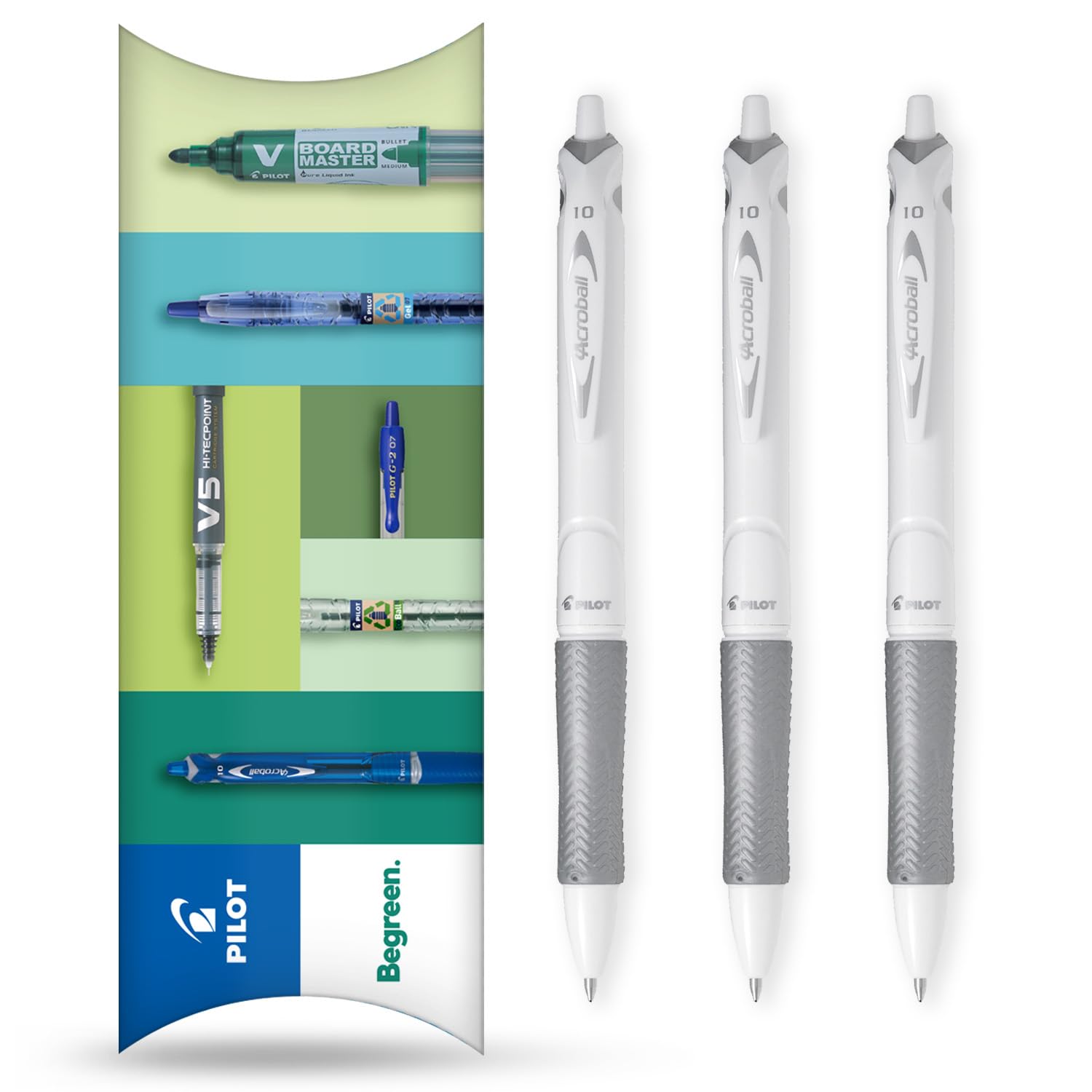 Pilot Acroball Pure White Retractable Ballpoint Pen – Begreen Range 79% ...