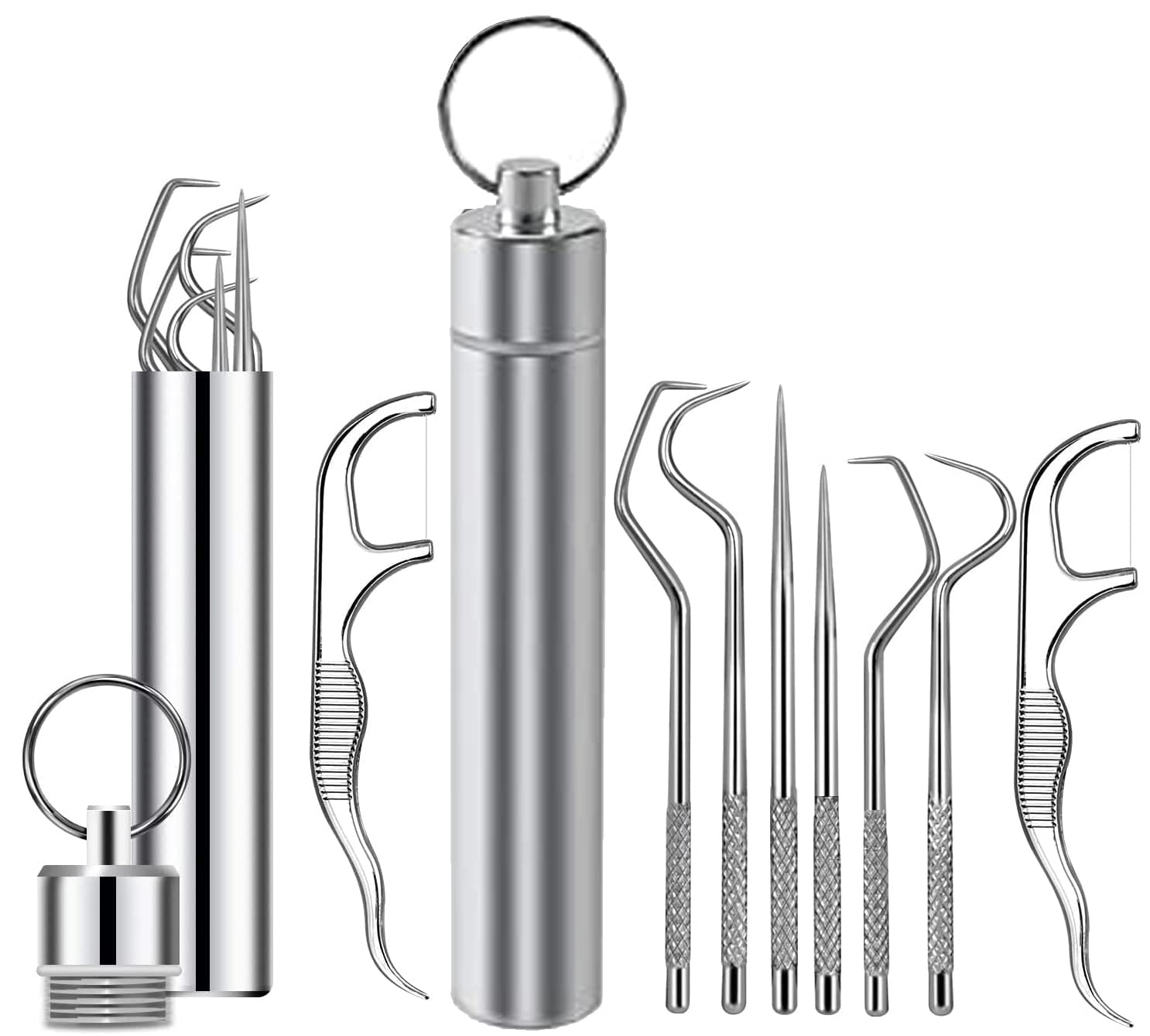 1 set of toothpicks Portable stainless steel toothpicks Outdoor picnic ...