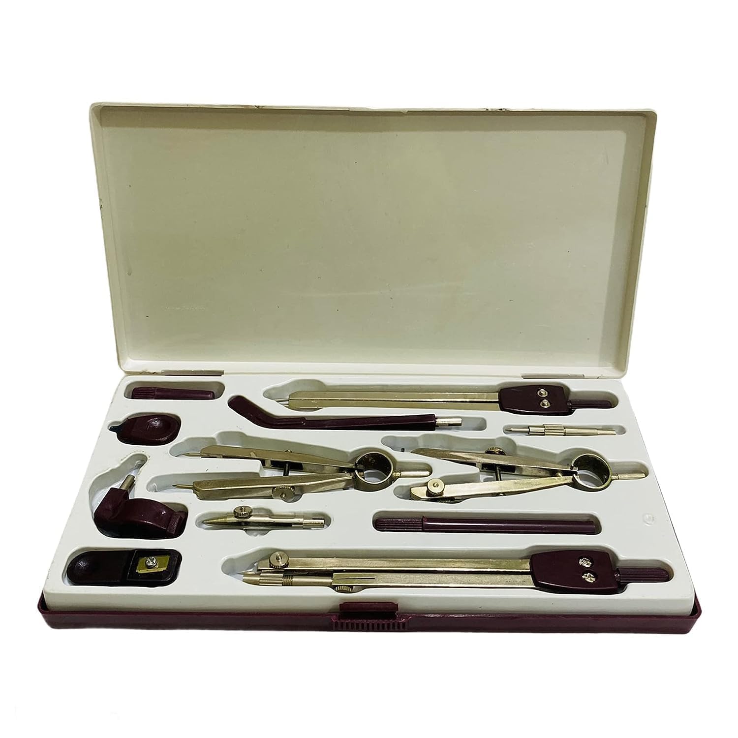 Engineering Drawing Geometry Instrument Box - 12 Parts, Brown, Standard ...