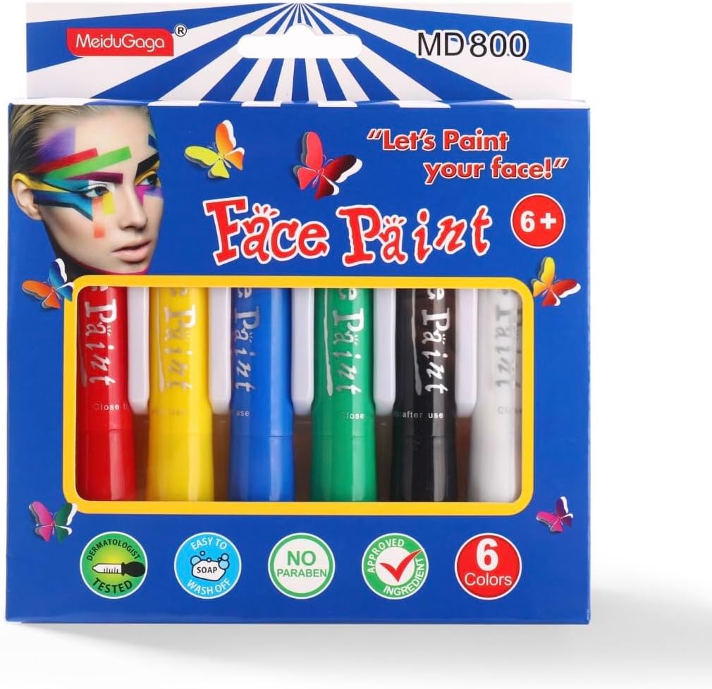 Amazon.com: MeiduGaga Face Paint Sticks Body Painting Kit Safety Face ...