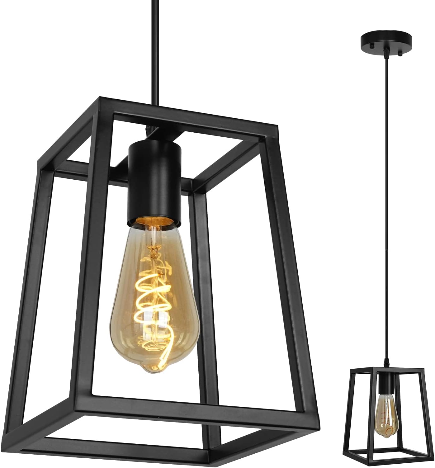 Wideskall Industrial Metal Iron Frame Lantern Mini Hanging Pendant ...