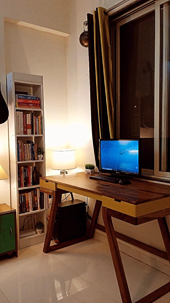 Rustic Interio Alpine Solid Wood Study Table in Teak Finish : Amazon.in ...