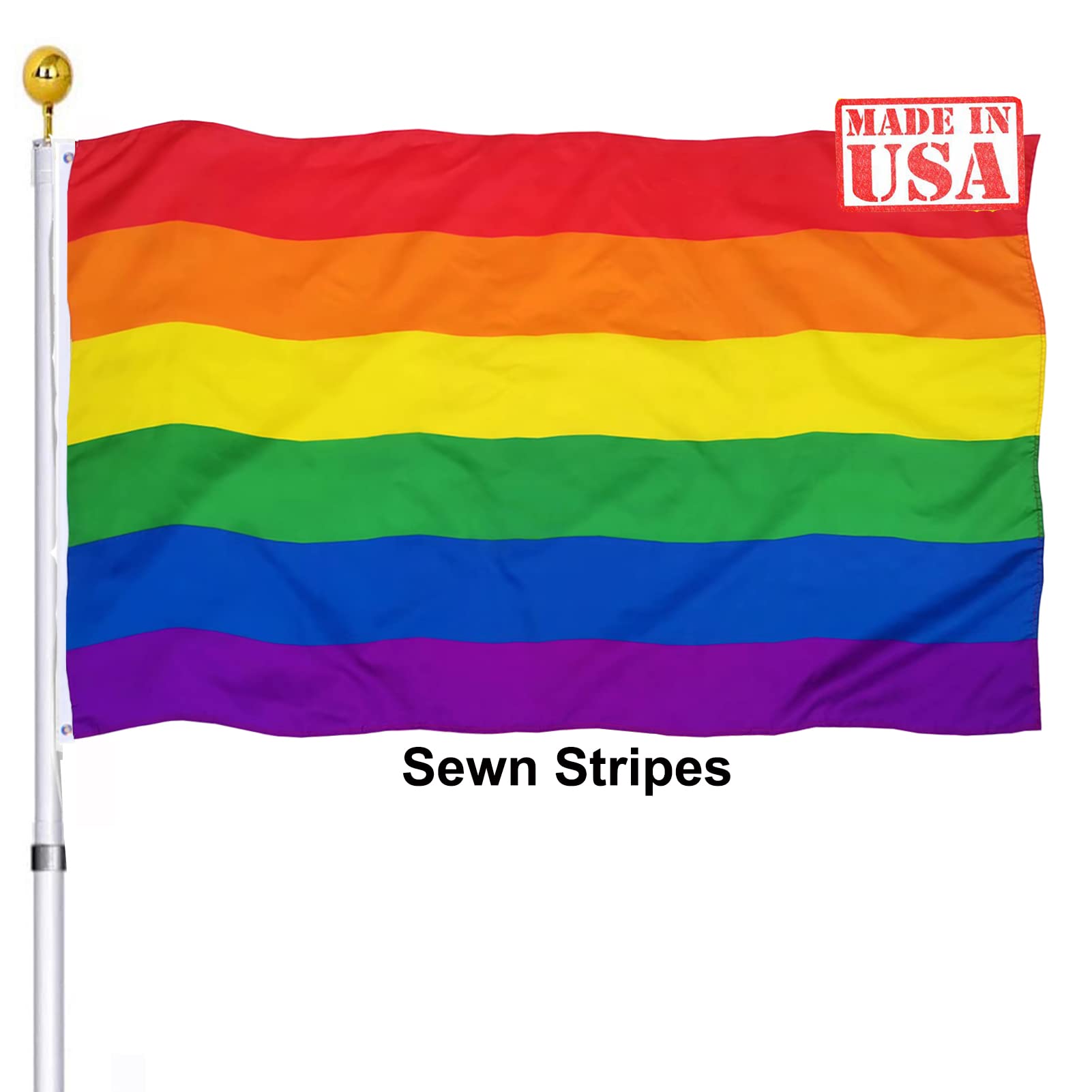 Amazon.com : LGBTQ Gay Pride Rainbow Flags 3x5 Outdoor -LGBT Flag with ...