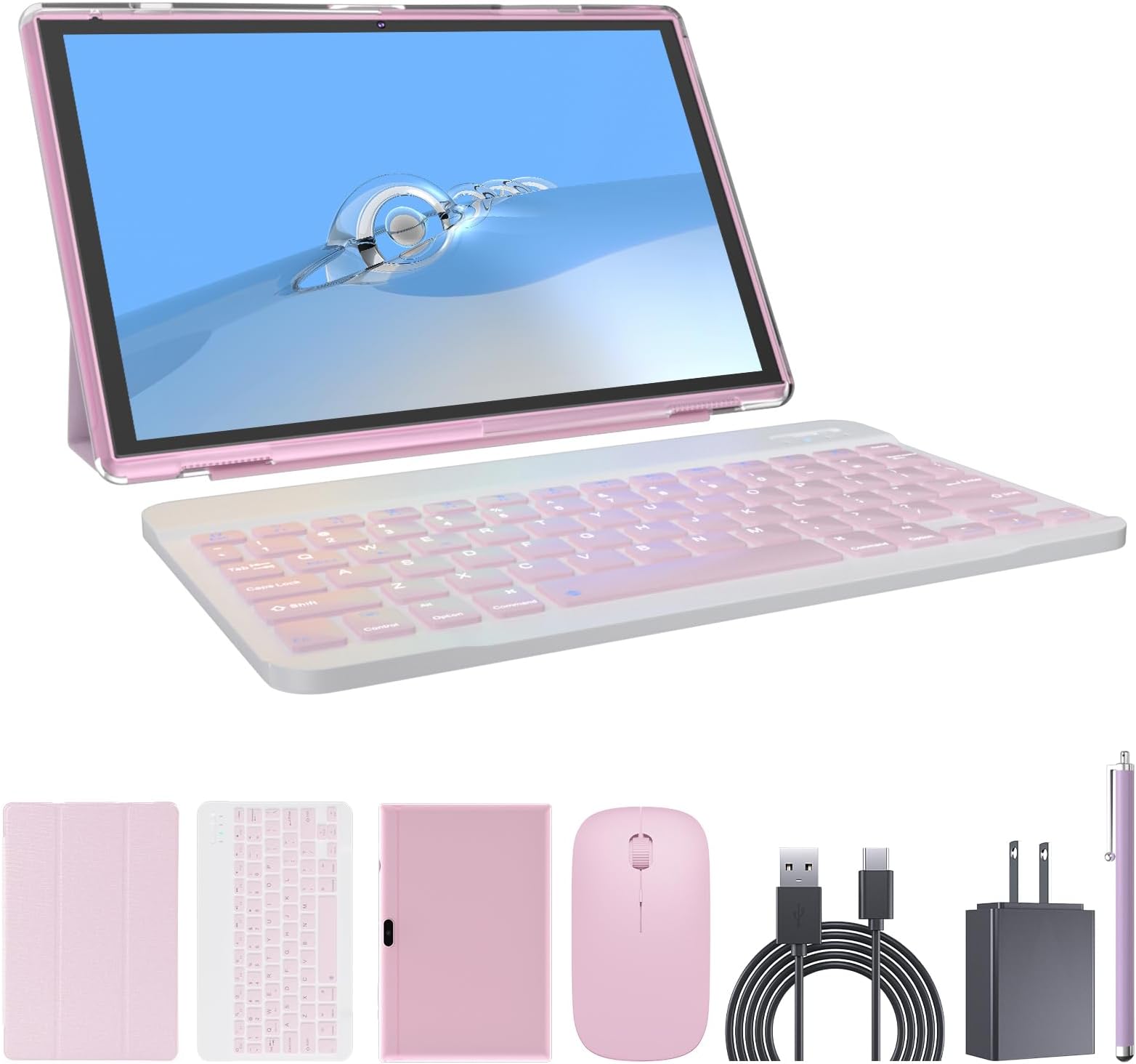 Amazon.com : ZZB Tablet 2 in 1 Tablet with Keyboard Case Mouse Stylus ...