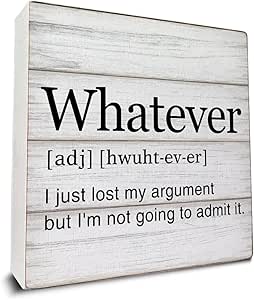 Amazon.com: Funny Whatever Definition Wooden Box Sign Minimalist Teen ...
