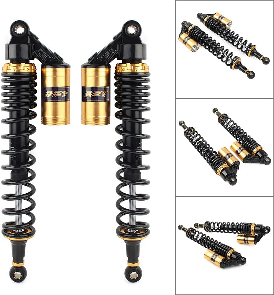 NEWSMARTS 2 Pcs Motorcycle 440mm 17.3" Air Shock Absorbers Black & Gold ...