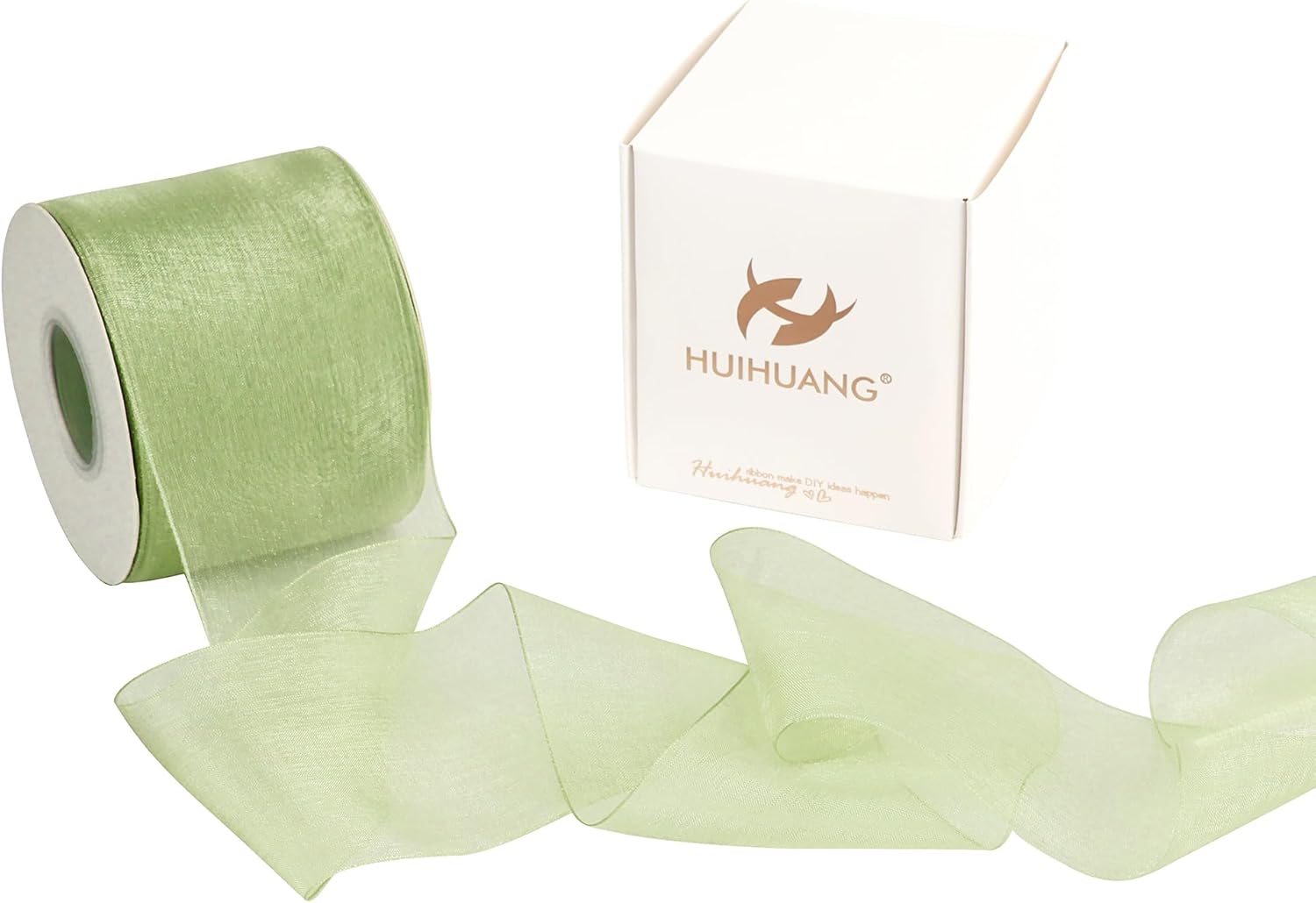 Amazon.com: HUIHUANG Sage Green Organza Ribbon 3 inch Light Sage ...