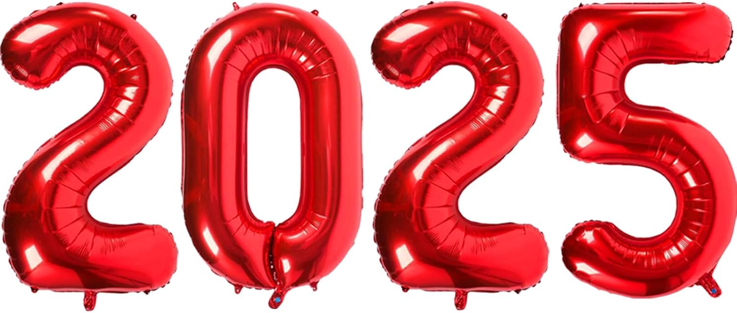 Amazon.com: 2025 Balloons Red, 40 Inch 2025 Balloons Number, Large 2025 ...