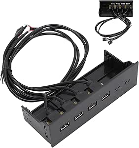 Jectse Front Panel USB Hub, TXD166 5.25 Inch Internal Metal USB Hub 4 ...