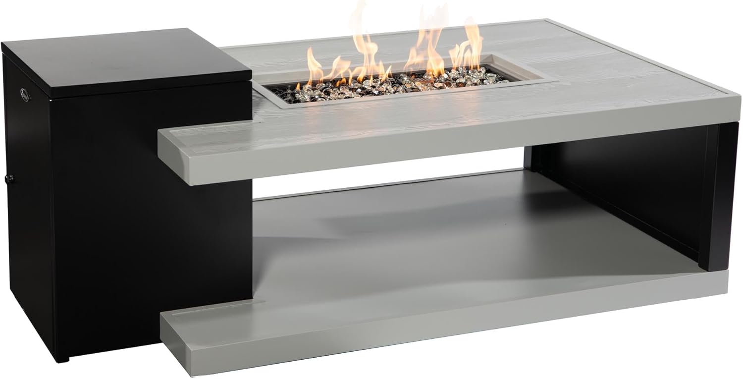 Paramount Dray Aluminum Convertible Fire Table, Rectangular 45,000 BTU ...