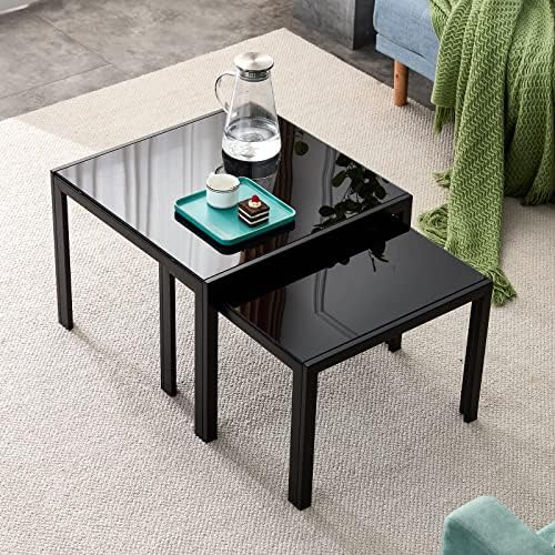 Amazon.com: Smuxee Nesting Coffee Table Set of 2, Square Modern ...