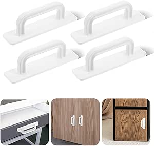 4 Pack Adhesive Cabinet Handles - White Peel and Stick Cabinet Handles ...