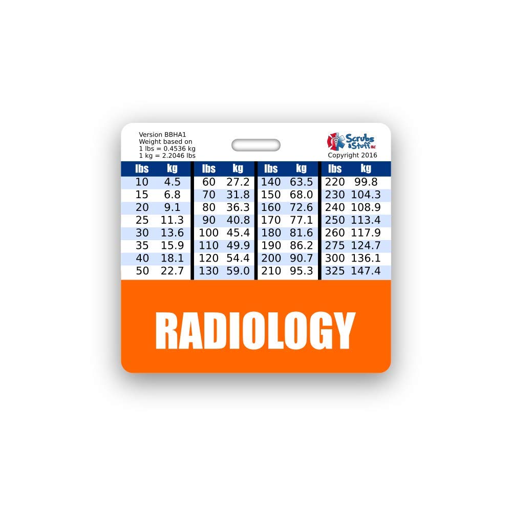 Buy Radiology Badge Buddy Horizontal w/Height & Weight Conversion ...