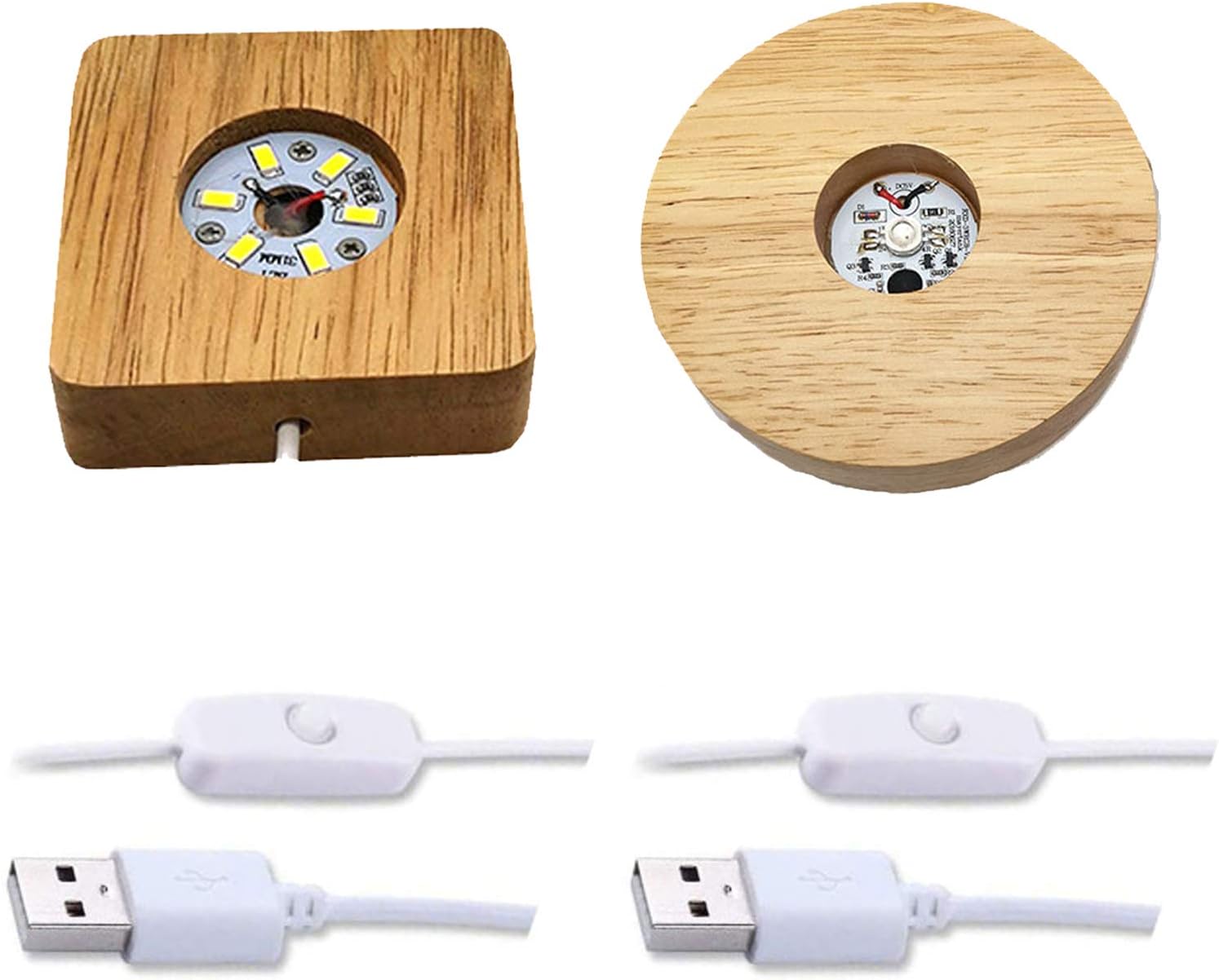 YWNYT Wood Light Display Base, Round Wooden LED Display Pedestal ...