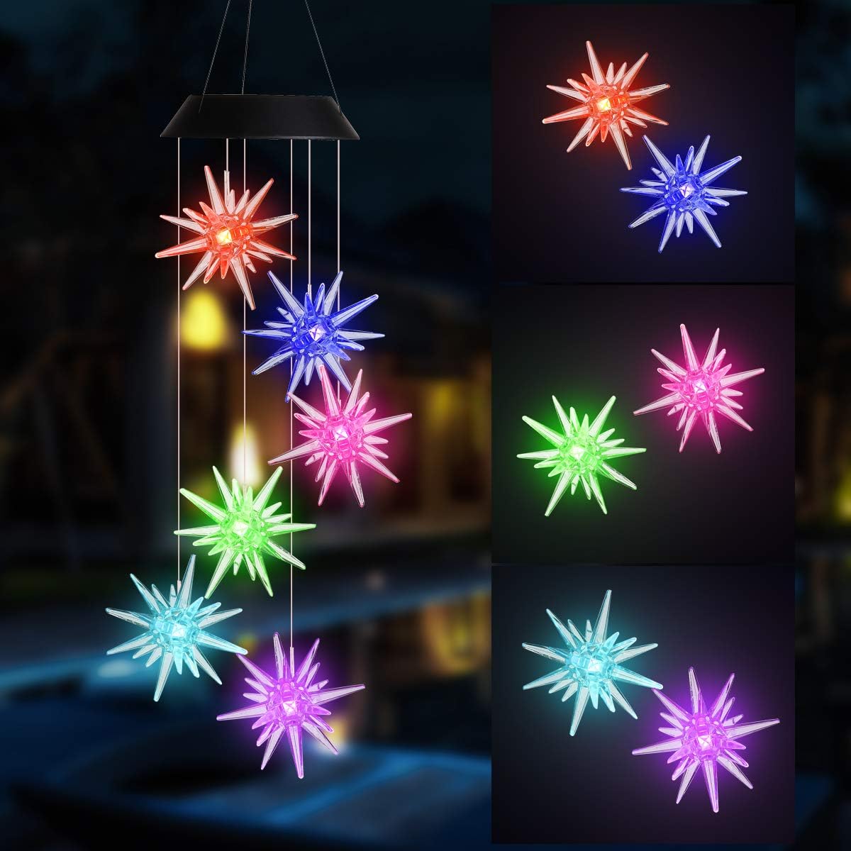 Amazon.com : DOUBLEZHE Solar Wind Chimes for Outside, Color Changing ...