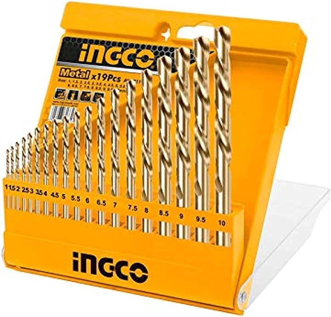 INGCO 19 Piece HSS Twist Drill Bit Set for Metal and Steel, AKDB1195 ...