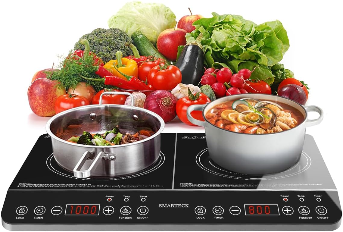 Amazon.com: Double Induction Cooktop,1500W/1800W Portable Electric ...