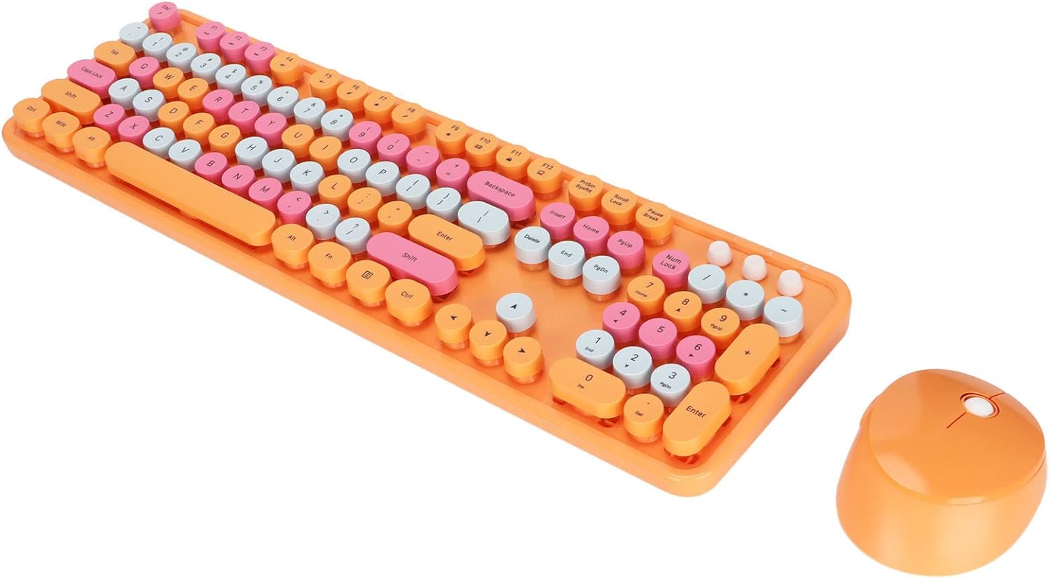 Wireless Keyboard and Mouse Combo Retro Round Cap Keyboard, 104 Keys ...