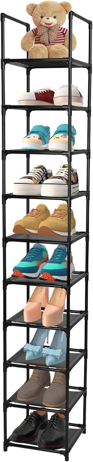 Dyserbuy 10 Tier Shoe Rack, Tall Shoe Storage Organizer, Narrow Shoe ...