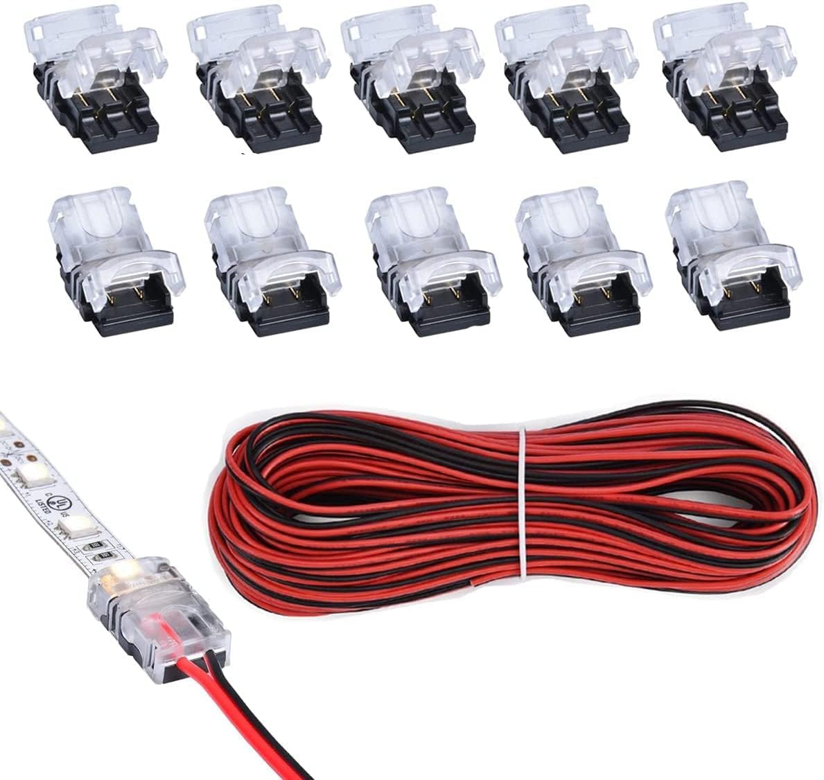 2 Pin LED Connector 10 Pcs for Non-Waterproof 8mm 3528 2835 LED Strip ...