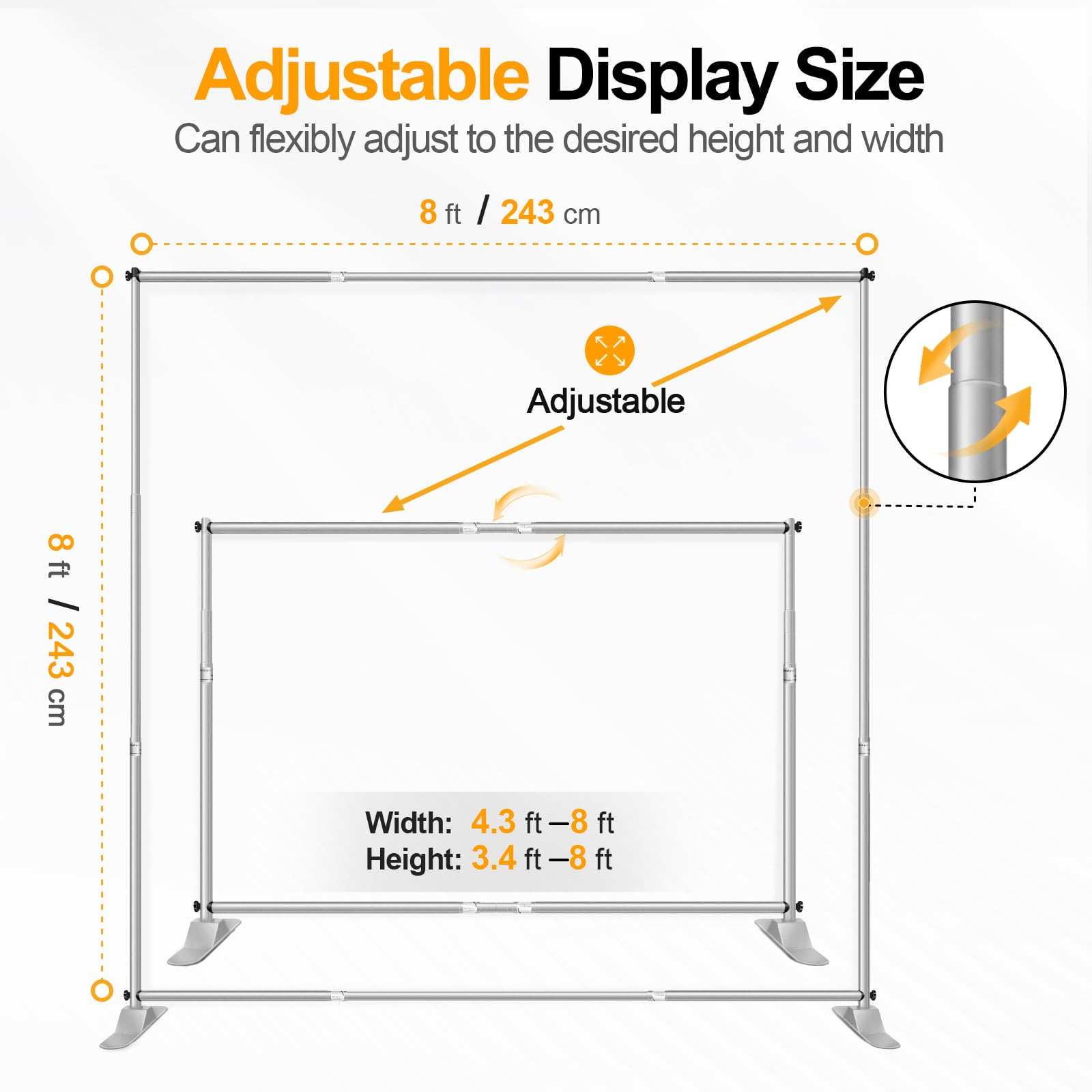 Snapklik.com : 8x8 Ft Heavy Duty Banner Backdrop Stand Kit, Adjustable ...