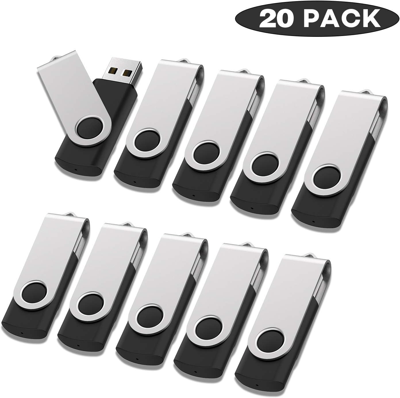16GB USB Flash Drive 20 Pack, RAOYI USB Stick 16GB Metal Cap Thumb ...